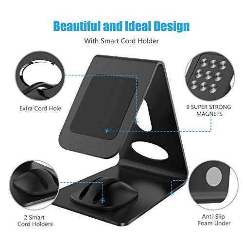 WixGear Cell Magnetic Phone Stand, Premium Phone Holder for iPhones, Android Smartphones & Mini Tablets –Sturdy Metal Phone Stand for Desk with Smart Cord Holder, Magnetic Cell Phone Mount