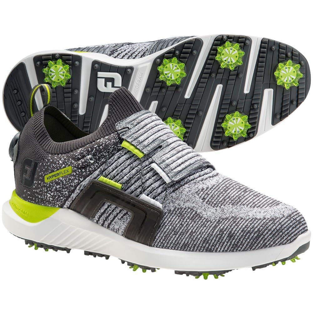 FootJoy Men's Hyperflex Boa Golf Shoes - Previous Season Style Grey/Green Wide 12