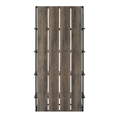 Walker Edison Evangeline Modern Farmhouse Metal and Wood 4 shelves Bookshelf, 64 Inch, Grey Wash