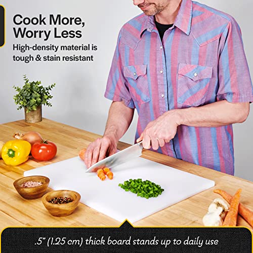 Thirteen Chefs Cutting Boards for Kitchen - 30 x 18 x 0.5" White Color Coded Plastic Cutting Board with Non Slip Surface - Dishwasher Safe Chopping Board