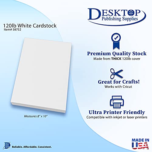 White 8" x 10" Cardstock - Blank SUPER Thick Paper - Heavy Weight 120lb Cover Card Stock for Inkjet & Laser Printer - 15 Sheets