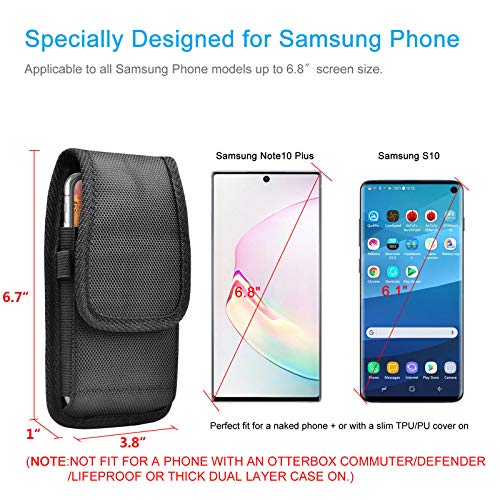 Tiflook for Samsung Galaxy S22 Ultra S23 S21 S20 FE S10 S9 S8 A12 A32 A52 A02S A13 Note 20 Ultra Note 10 Plus Holster Belt Case with Clip Heavy Duty Rugged Nylon Cell Phone Pouch Card Holder,Black