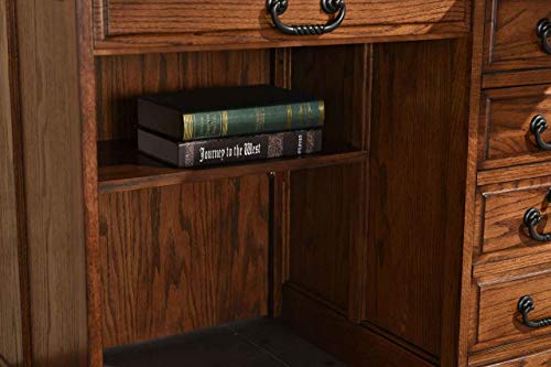 Small Home Office or Student Roll Top Desk- Solid Oak Wood Single Pedestal 40.5Wx24Dx45H BW Organizer Desk Quality Crafted Construction Locking File Drawers Dovetailed Secretary Desk Easy Assembly