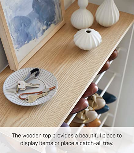 Yamazaki Home 6 Tier Wood Top Steel | Shoe Rack, One Size, White