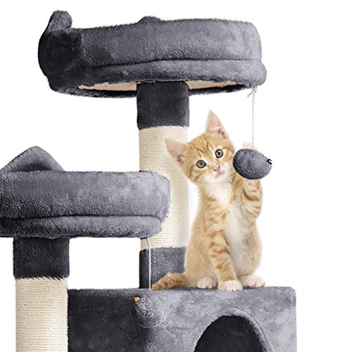 Yaheetech 62.2inches Cat Tree Cat Tower Cat Condo with Platform & Hammock, Scratching Posts for Kittens Pet Play House with Plush Perch for Indoor Activity Relaxing