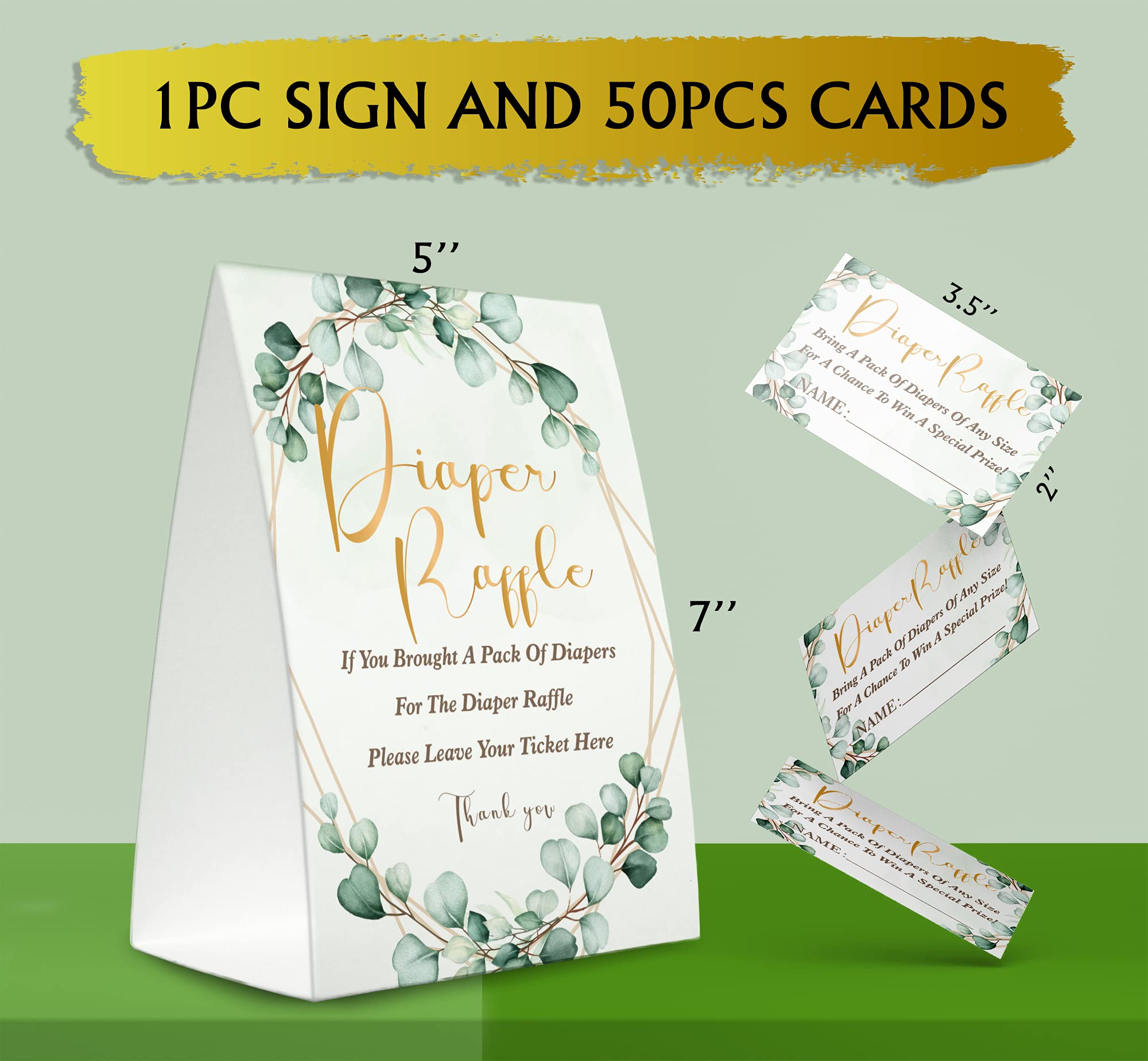 Tesedupoole Foldable Free-Standing Sign and 50 Guessing Cards, Multicolor, for Baby Shower, Bridal Shower, Unisex-Adults, Women