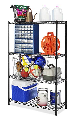 Whitmor Supreme 4 Tier Shelving with Adjustable Shelves and Leveling Feet - Black