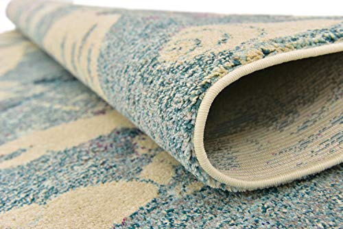 Unique Loom Positano Collection Coastal Modern Coral Lobster Shells Light Blue Area Rug (5' x 8')