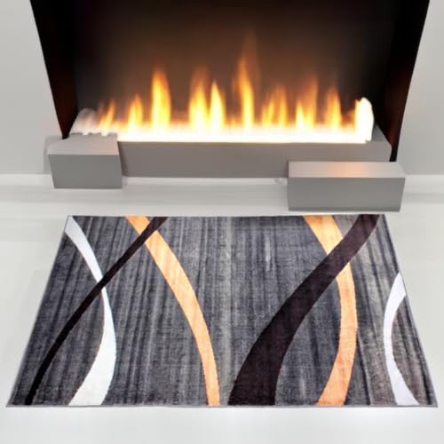 Flame Retardant Fireplace Rugs for Living Room Rugs Machine Washable 4x6 Gray Modern Fluffy Rubber Bedroom Dining Heat Resistant Area Rugs Decor