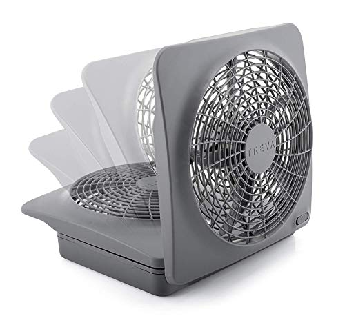 Treva 10-Inch Portable Desktop Air Circulation Battery Fan, 2 Speed, Compact Folding & Tilt Design, with AC Adapter - 2 Pack (Graphite)