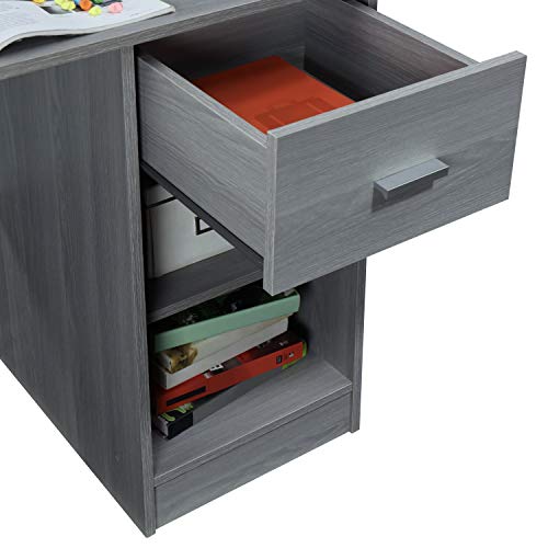 Techni Mobili Modern Office Hutch Writing Desk, Grey