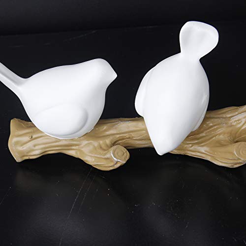 Sweet FanMuLin Resin Decorative Birds On Tree Branch Decor Wall Mounted Coat Rack Art Decor Hanger for Coats/Hats/Keys/Towels/Clothes Storage Hanger (4 Hooks, White)