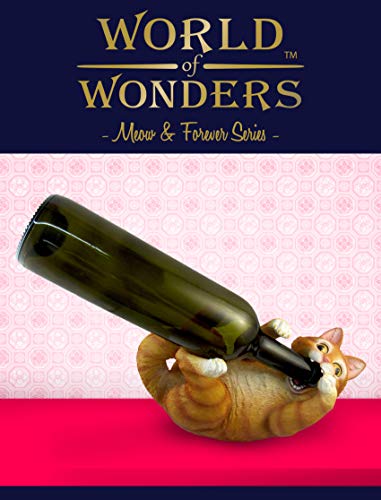 World of Wonders Orange Tabby Cat Decorative Wine Bottle Holder | Wine Bottle Holder for Cabinet | Cat Mom Wine Accessories | Cat Statues Resin Table Top Wine Holders - 9"
