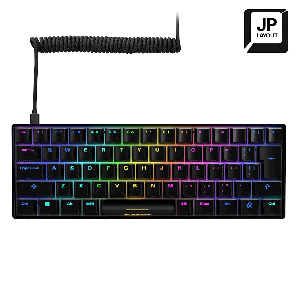 Sharkoon SKILLER SGK50 S4 Gaming Keyboard, Black, Wired, Detachable Cable, Numeric Keypadless, 60% Layout, Actuation Point, 0.07 inches (1.9 mm), Key Switch, Customizable