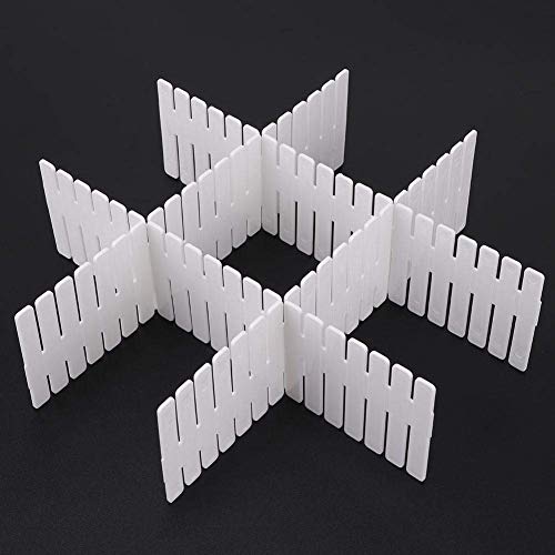 Strnek 4 Pcs Plastic Sock Organizer Grid Drawer Dividers Adjustable DIY Closet Separator Drawer Dividers for Purses,Ties,Tshirts,Pens,Bras,Sock,Underwear,Scarves(White Short)