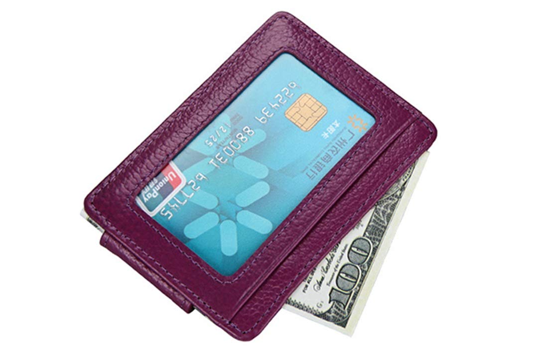 JNKET RFID Blocking Slim Money Clip Genuine Leather Minimalist Front Pocket Wallet for Men Women (Purple)
