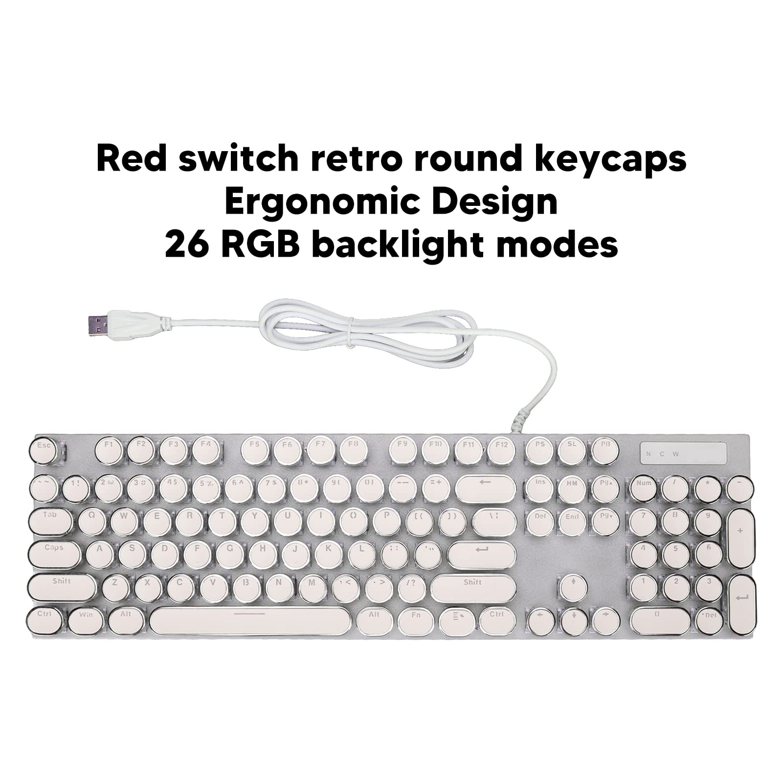 Janzoom Mechanical Gaming Keyboard Ergonomic Design 104 Keys Typewriter Style Mechanical Keyboard for Office (Red Switch)