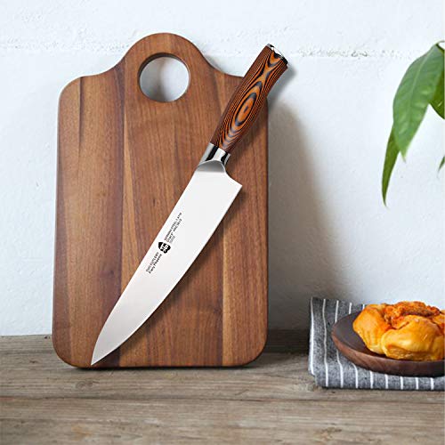 TUO Chef Knife Kitchen Knives, 8 inch Chef’s Knife Ultra Sharp, High Carbon Super Steel Cutlery, Full Tang Handle, Fiery Phoenix Series