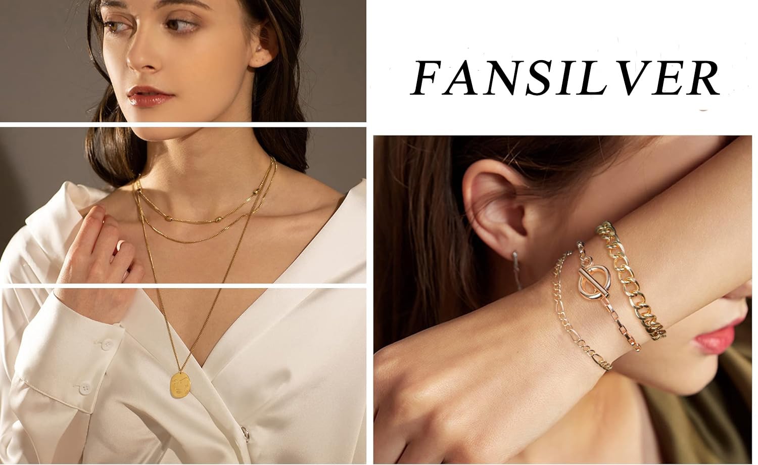Fansilver 12Pcs Gold Women 14K Gold Plated Boho Stackable Bracelets Paperclip Cuban Cuff Bangle Beaded Layered Link Chain Bracelets Set Gold Tone