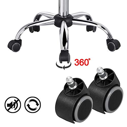 Yaheetech Adjustable Task Chair PU Leather Low Back Ribbed Armless Swivel Desk Chair Office Chair Wheels White, Set of 2