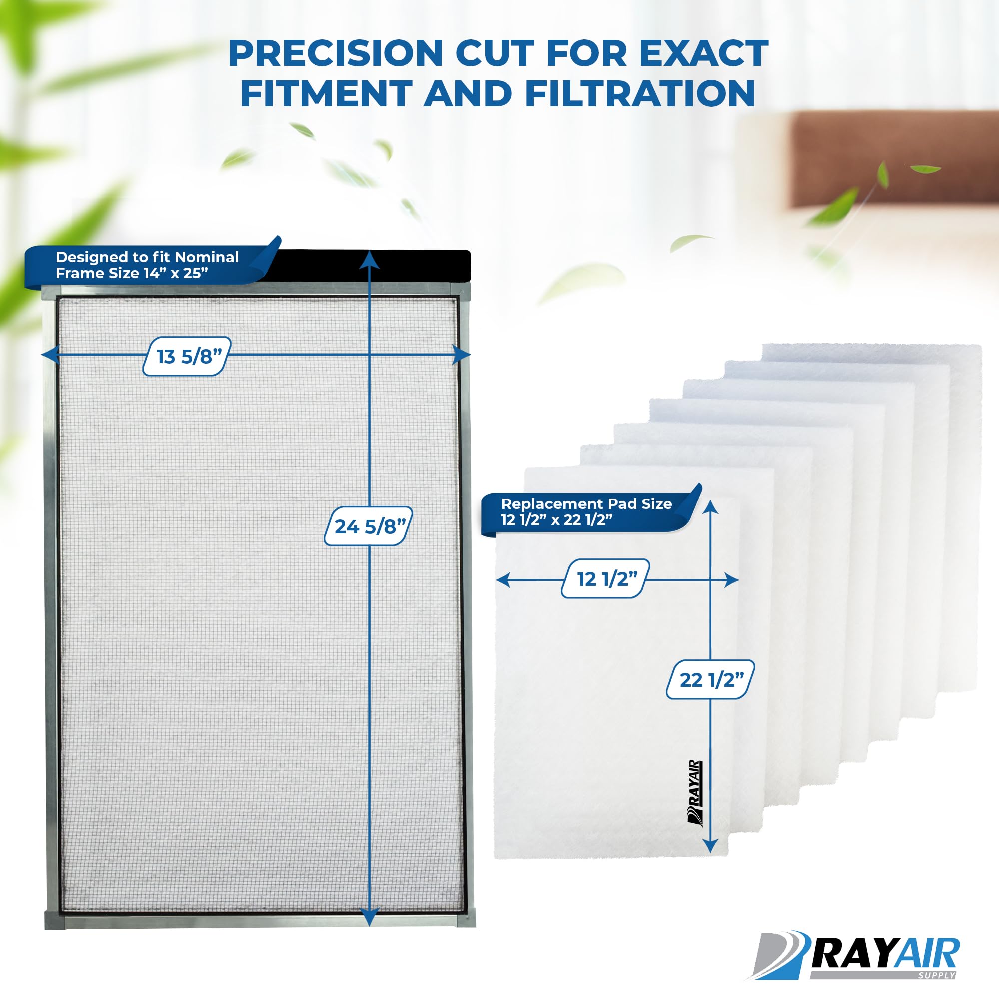 RAYAIR SUPPLY 14x25 Replacement Filter Pads Compatible with Cimatec Airscreen 1000 Air Cleaner 14x25 Refills (4 Pack)