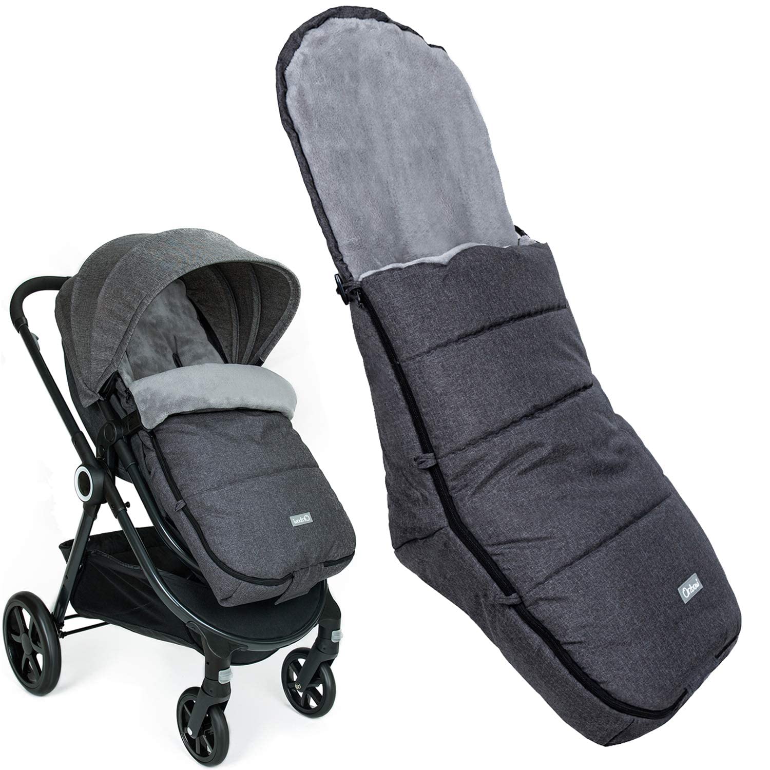Winter Toddler Bunting Bag,Universal Stroller Footmuff with Storage Bag,Waterproof Baby Stroller Sleeping Bag,L-Shaped,Removable,Machine Washable,Side-Zip,Quick Care,Easy in & Out (Black)