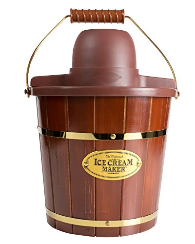 Nostalgia Electric Ice Cream Maker - Old Fashioned Soft Serve Ice Cream Machine Makes Frozen Yogurt or Gelato in Minutes - Fun Kitchen Appliance - Vintage Wooden Style - Dark Wood - 4 Quart