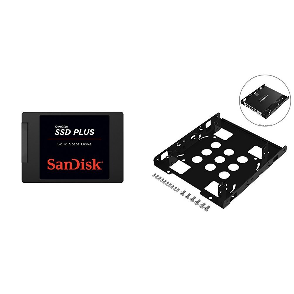 SanDisk SSD PLUS 240GB Solid State Drive (SDSSDA-240G-G26) [Newest Version] with Sabrent 2.5 Inch to 3.5 Inch Internal Hard Disk Drive Mounting Kit (BK-HDDH) bundle