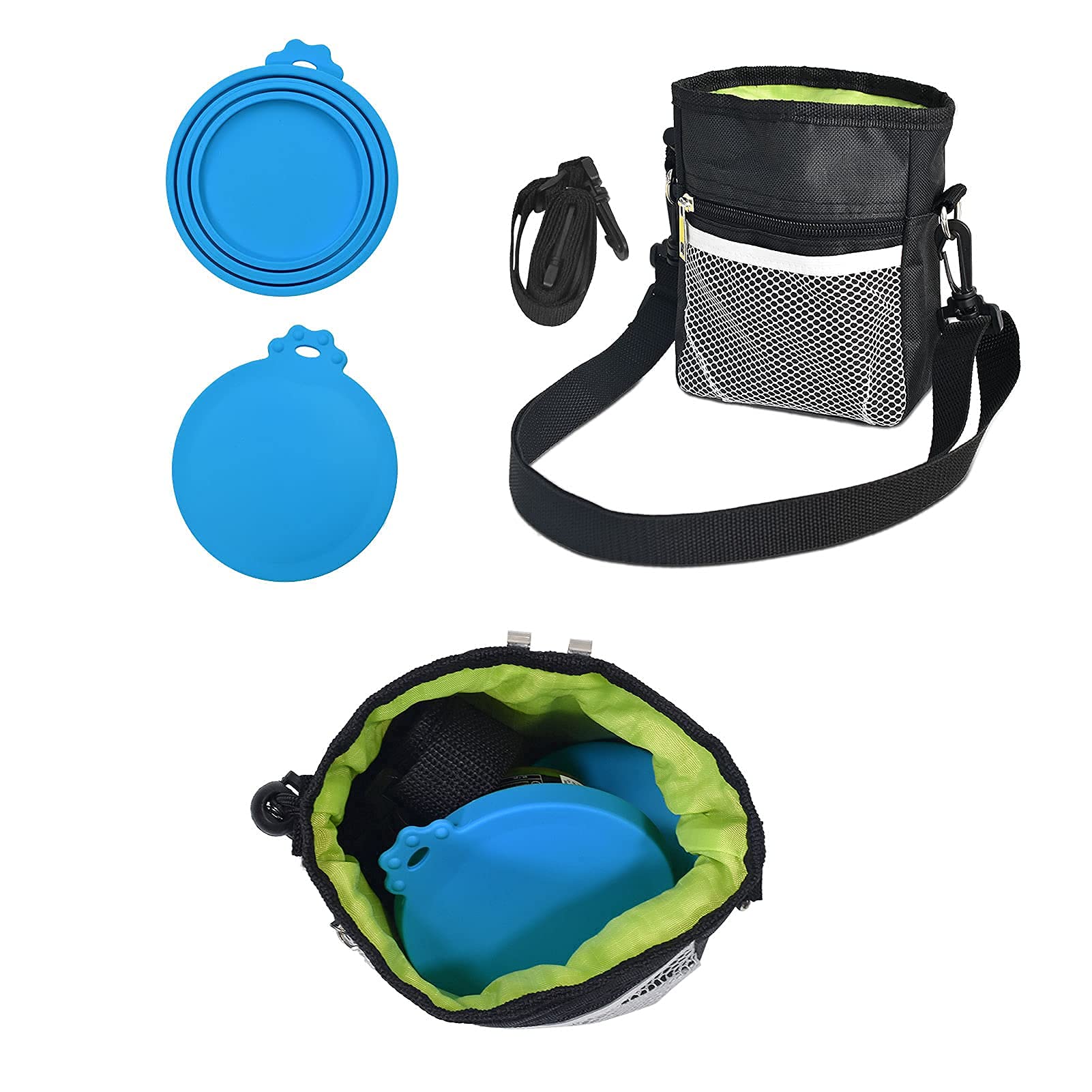 SACRONS 2 Pet Can Lids Set and Nylon Treat Training Pouch