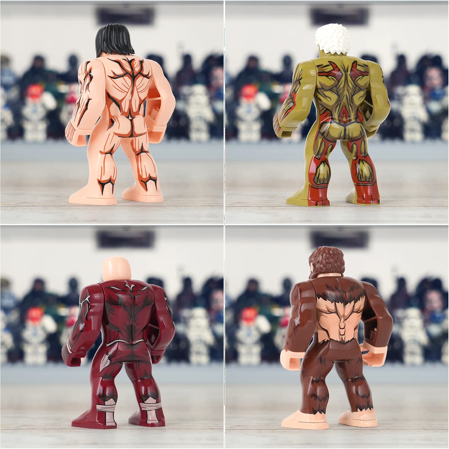 MOOXI-MOC Anime Attack Minifigs Titan Customized Building Set,Mini Brick Action Figures Titan Building Block,Made for Anime Fans(4pcs)