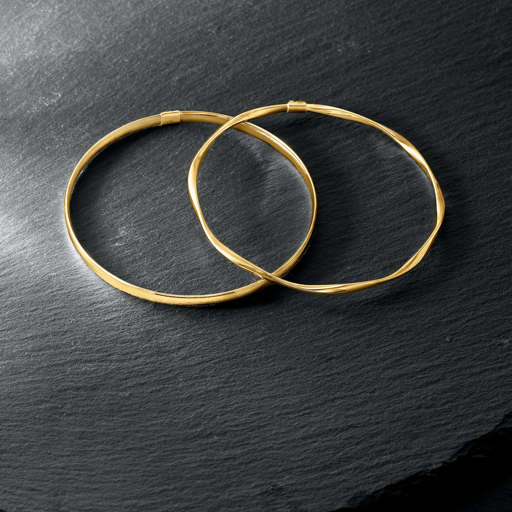 Ross-Simons RS Pure Italian 14kt Yellow Gold Twisted Bangle Bracelet. 8.5 inches