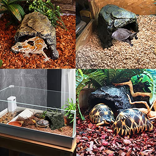 Tfwadmx Reptile Rock Hide Cave, Small Aquarium Habitat Decor Rock Tortoise Hideout for Lizards, Turtles, Reptiles, Amphibians, Fish