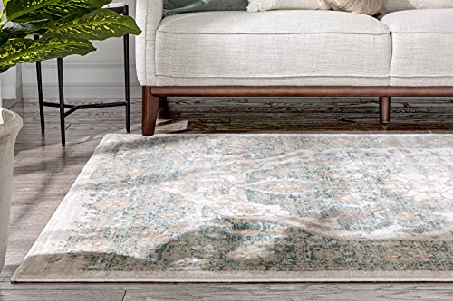 Well Woven Kensington Maxwell Blue Modern Medallion Antique Vintage Distressed Area Rug 3'11" x 5'3"
