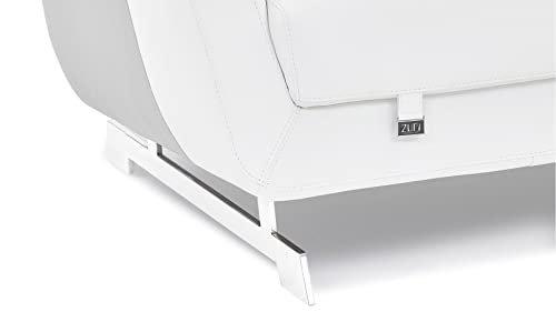 Zuri Furniture Modern Armondo Sofa in Two Tone White Microfiber Leather and Grey Accent