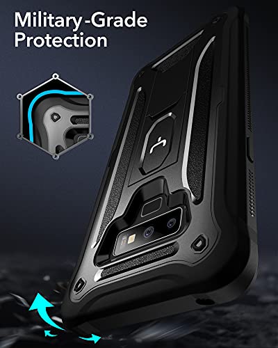YOUMAKER Kickstand Case for Galaxy Note 9, Full Body with Built-in Screen Protector Heavy Duty Protection Shockproof Rugged Cover for Samsung Galaxy Note 9 6.4 Inch - Black