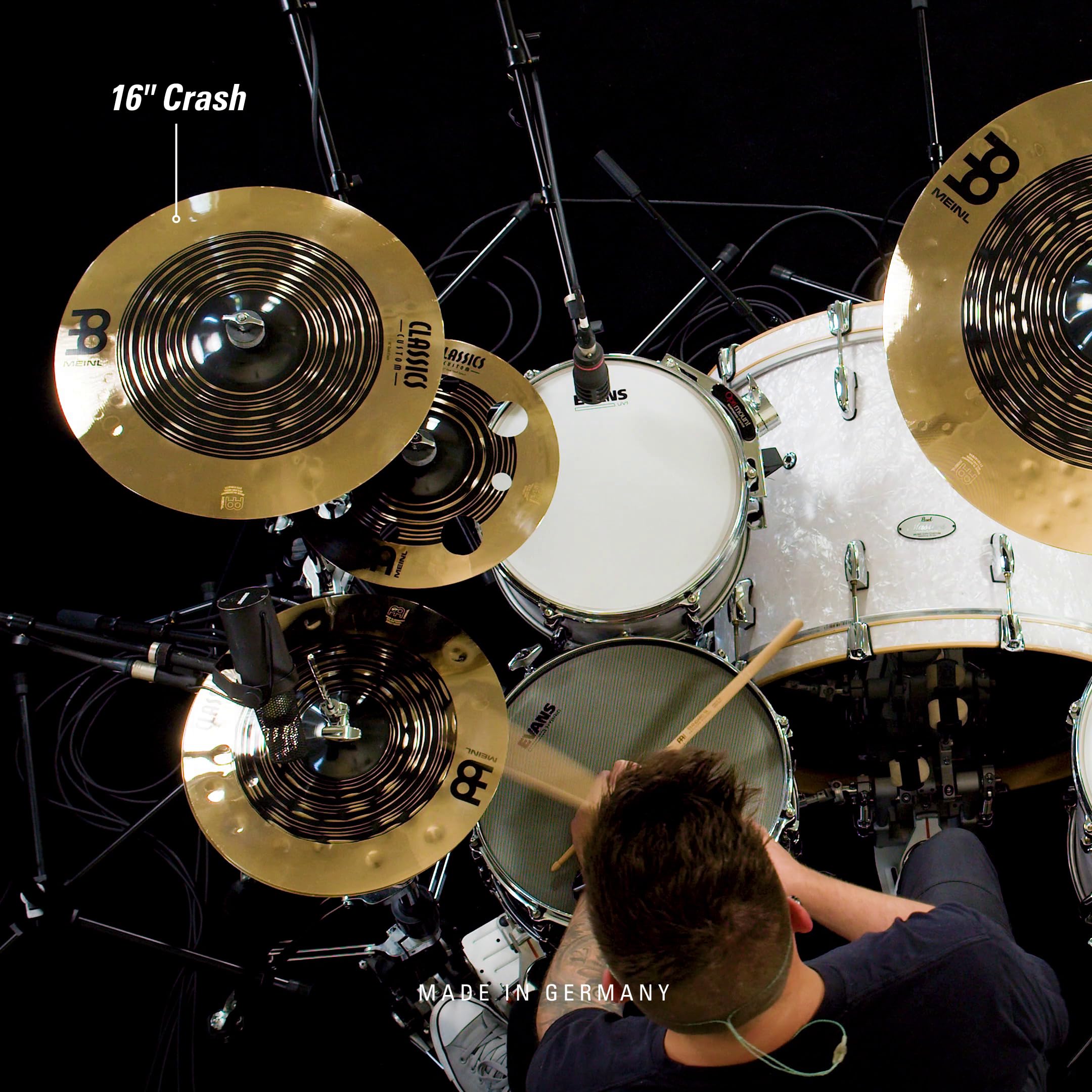 Meinl Cymbals Classics Custom Dual 16" Crash Cymbal for Drum Set, Dark/Brilliant β Made in Germany β B12 Bronze, 2-Year Warranty, (CC16DUC)