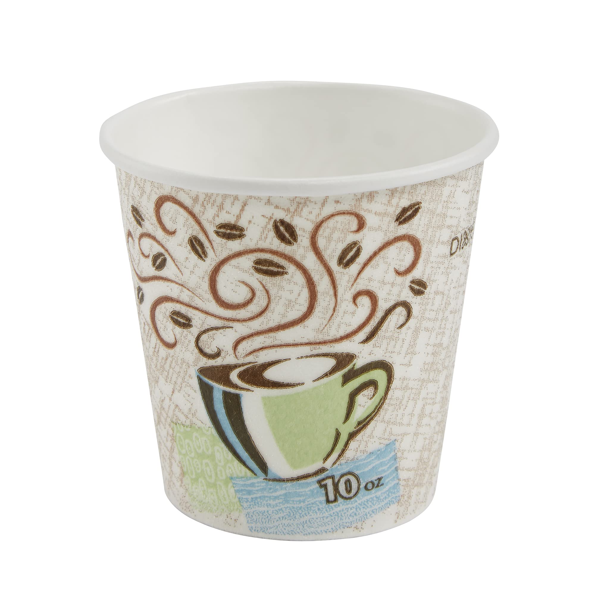 Georgia-Pacific Dixie PERFECTOUCH 10OZ Insulated Wrapped Paper HOT Coffee Cups, FIT Large LIDS, Coffee Haze, 1,000 Cups/CASE