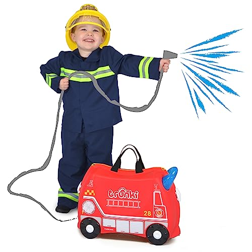 Trunki Kids Ride-On Suitcase & Toddler Carry-On Airplane Luggage for Children Aged 3-6 : Frank Fire Truck Red