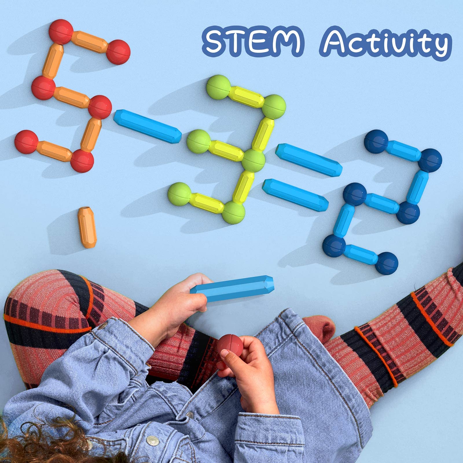 Wotalk Magnetic Balls and Rods Set, 66PCS Magnet Blocks Sticks, Educational Construction Buildingfor Toddlers, STEM Magnet Toys Gifts for Kids Age 3+