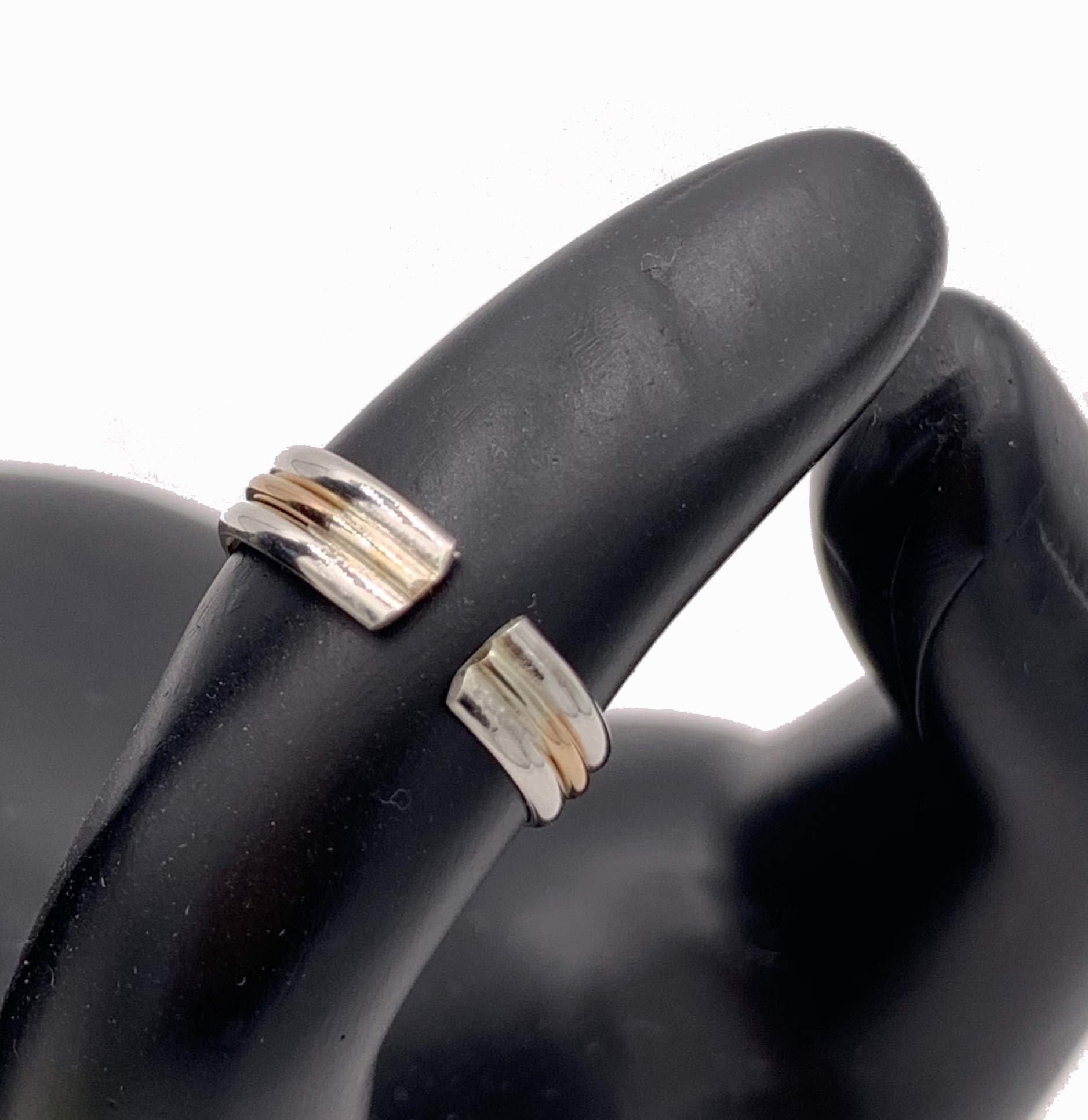Triple Stack Mixed Metal Toe Ring | Sterling Silver and 14K Gold Fill Adjustable for Men and Women | Three Bonded Bands | Unisex One Size Fits Most