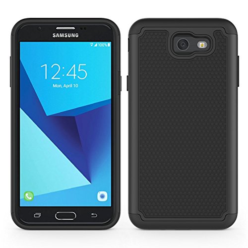 SYONER Shockproof Phone Case Cover for Samsung Galaxy J7 V 2017 (1st Gen)/ Galaxy J7 2017 / Galaxy J7 Prime/Galaxy J7 Perx/Galaxy J7 Sky Pro/Galaxy Halo[Black]