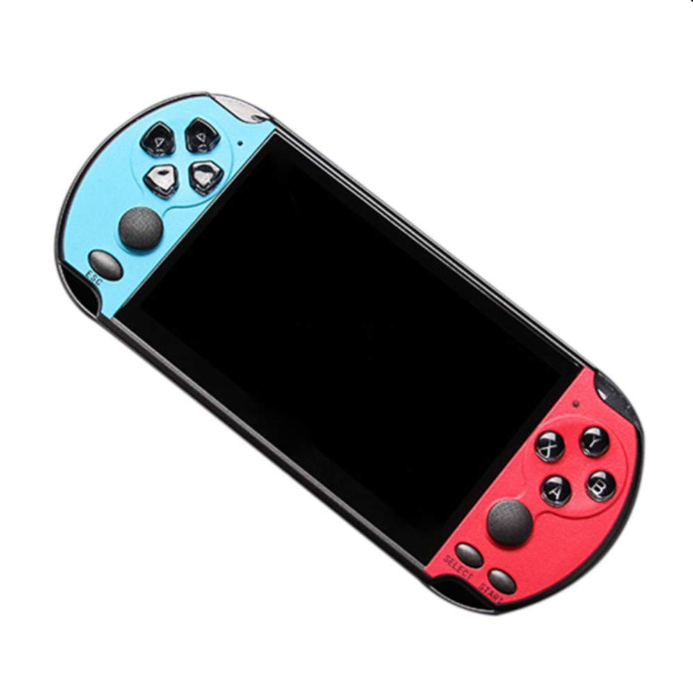 X7 PLUS Handheld Game Console 5.1-inch Dual Joystick Game Console 8GB Built-in 1000 Games Support 32/64/128-bit Video Game Console ( Blue+Red)