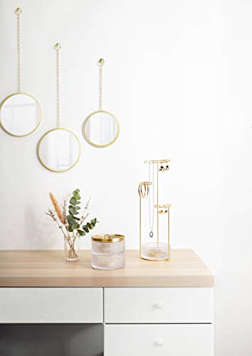 Umbra Tesora Jewelry Organizer, Two-Tier Storage Box with Removable Lid, Glass/Brass