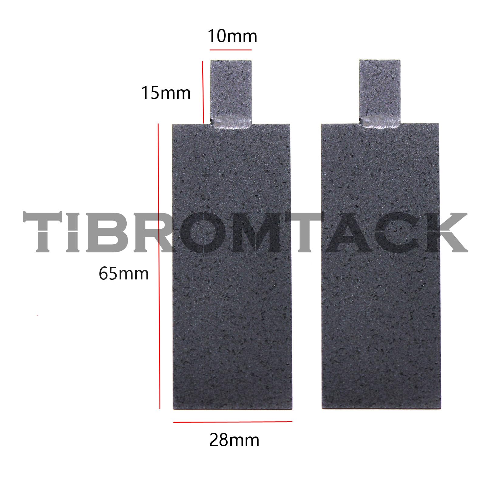 MMO Titanium Anode Plate Ru-Ir Coated 65 * 28mm with Post (2pcs)