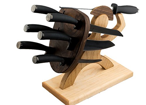 Spartan Knife Set - Chef's Edition - 8-piece, Handmade, Heavy Steel Professional Knife Set - American Maple & Walnut