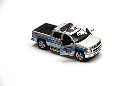 KiNSMART 2014 Chevrolet Silverado 1:46 Scale 5 Inch Police & Firefighter Pick-up Truck (2 Set)