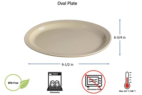 Z-Moments Western Melamine Oval Plates Narrow Rim Platter, 9-1/2" X 6-3/4", White or Tan #510 (48, Tan)