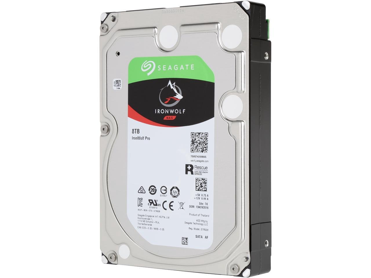 Seagate IronWolf Pro 8 TB NAS RAID Internal Hard Drive - 7,200 RPM SATA 6 Gb/s 3.5-inch (ST8000NE0021)