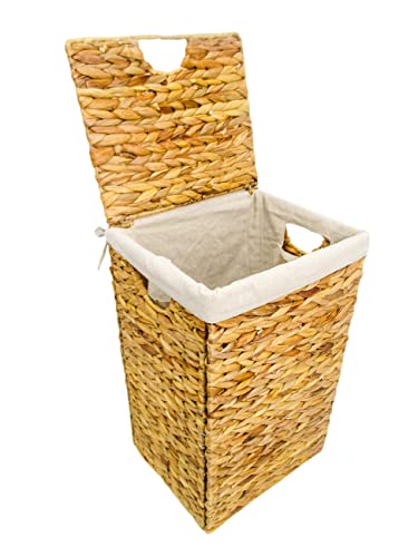 Trademark Innovations Wicker Laundry Hamper Basket with Lid and Liner