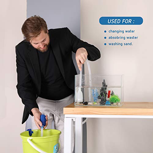 VIVOSUN Aquarium Gravel Cleaner Siphon Fish Tank Vacuum Cleaner with Fishing Net Long Nozzle Water Flow Controller - BPA Free